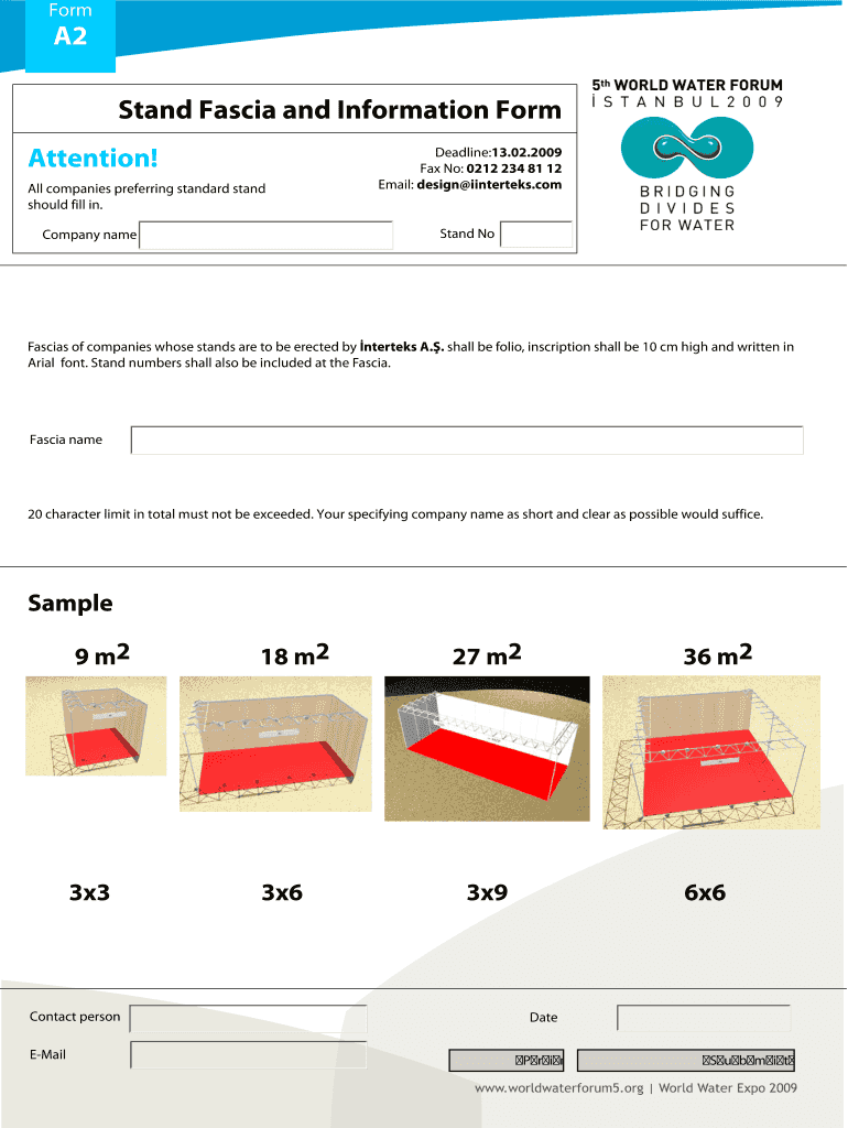 Fillable Online worldwaterforum5 A2 Stand Fascia and Information Form ...
