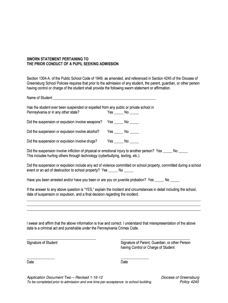 Fillable Online queenofangelssch SWORN STATEMENT REQUIRED BY SECTION ...