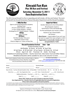 Fillable Online kincaidfoundation Fun Run Registration Formpptx ...
