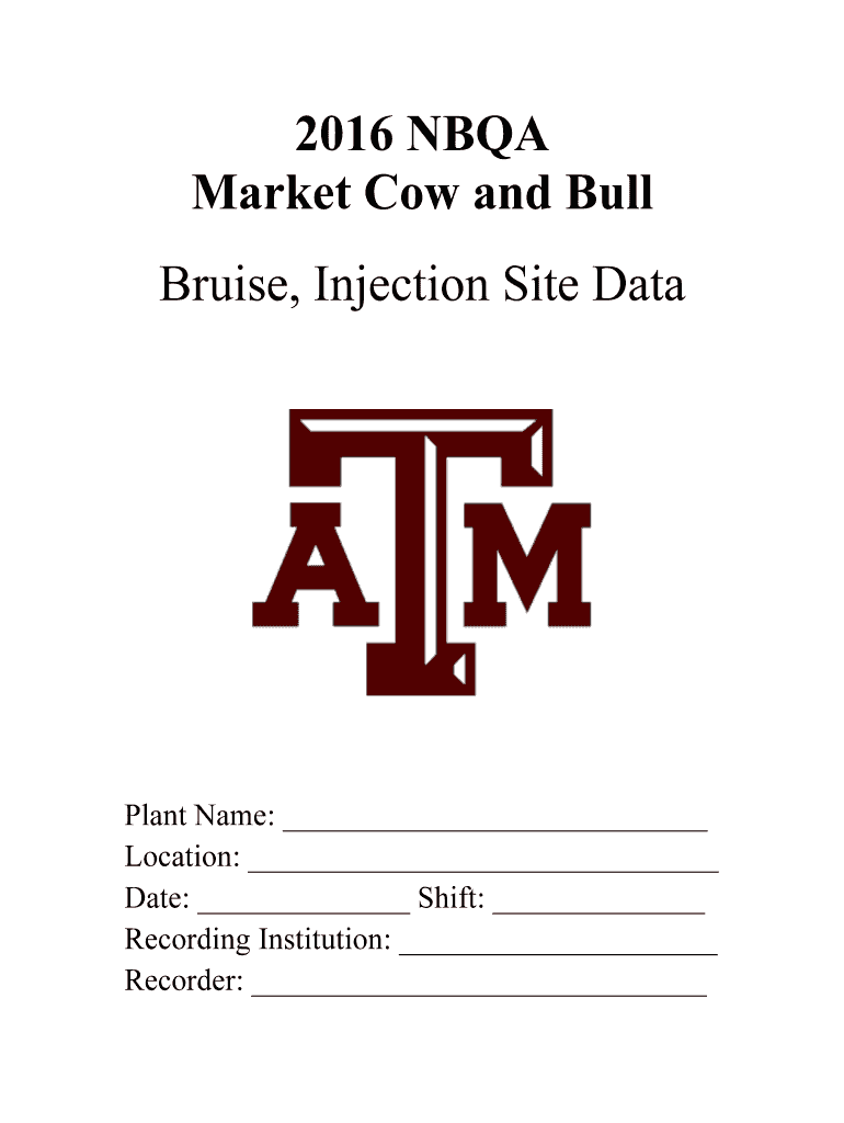 Fillable Online meat tamu 2016 Bruise Injection Site Data Sheet ...