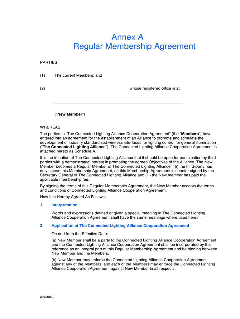 Fillable Online theconnectedlightingalliance Annex A - application form for regular membership ...
