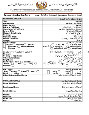Fillable Online afghanistanembassy org / Passport Application form ...