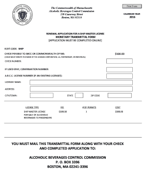 Fillable Online 2016 Ship Master Renewal bApplicationb - MassGov Fax ...