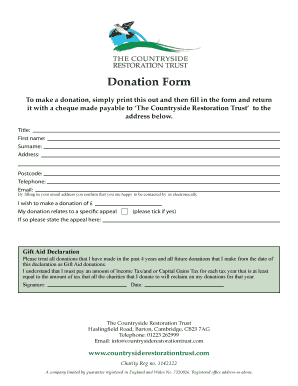 Fillable Online Donation Form - bcountrysiderestorationtrustbbcomb Fax Email Print - pdfFiller