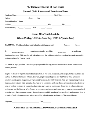 Fillable Online 2016 Lock In Flyer - Saint Therese Parish Fax Email ...