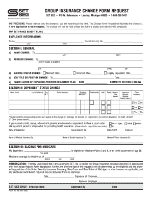 Fillable Online Group ins change form request - SET SEG Fax Email Print ...
