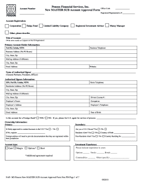 Fillable Online New MASTER SUB Account Approval Form Fax Email Print ...