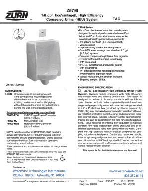 Fillable Online waterwisetech Zurn EcoVantage Z5799 Concealed Pint ...
