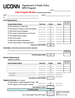 Fillable Online publicadministration uconn Final Program Review Form for Students ... - Public ...