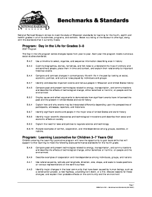 Fillable Online nationalrrmuseum NRM Form 501 - Benchmarks Standards ...