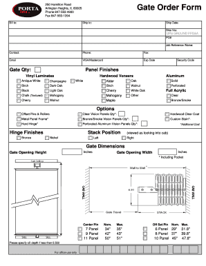 Fillable Online Porta Gate Order Formxls Fax Email Print - pdfFiller
