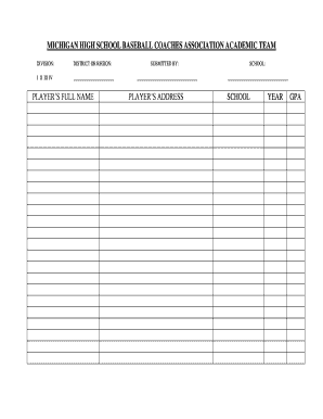 Fillable Online MHSBCA ALL ACADEMIC NOMINATION FORM Player's ... Fax ...