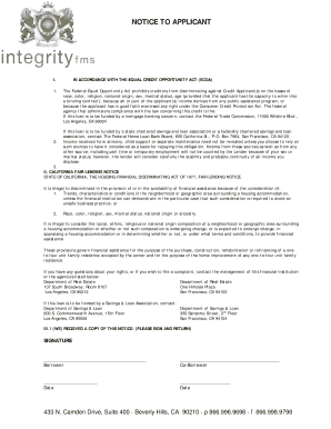 Fillable Online Notice to applicant - FHA Loans California Fax Email ...