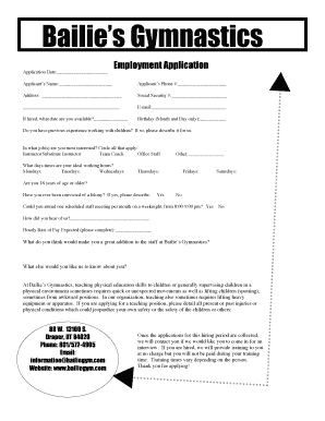 Fillable Online Gym Application Fax Email Print - pdfFiller