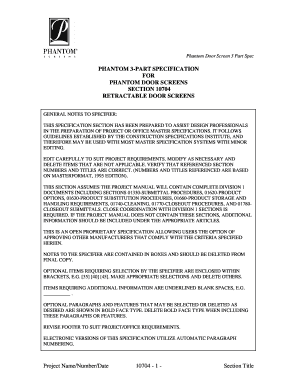 Fillable Online 3-Part specification PDF - Phantom Screens Fax Email ...