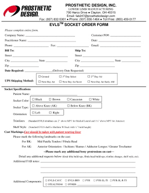 Fillable Online Download EVLS Socket PO Order Form - Prosthetic Design ...