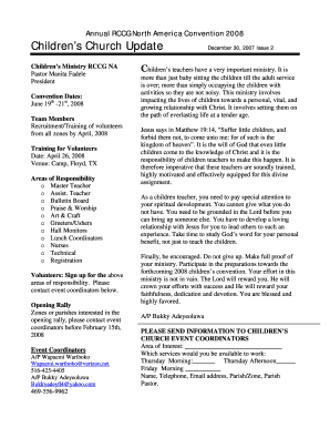 Fillable Online rccgna Annual RCCG North America Convention 2008 ...