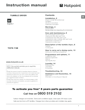 Fillable Online hotpoint Instruction manual - Energy labels - hotpoint ...