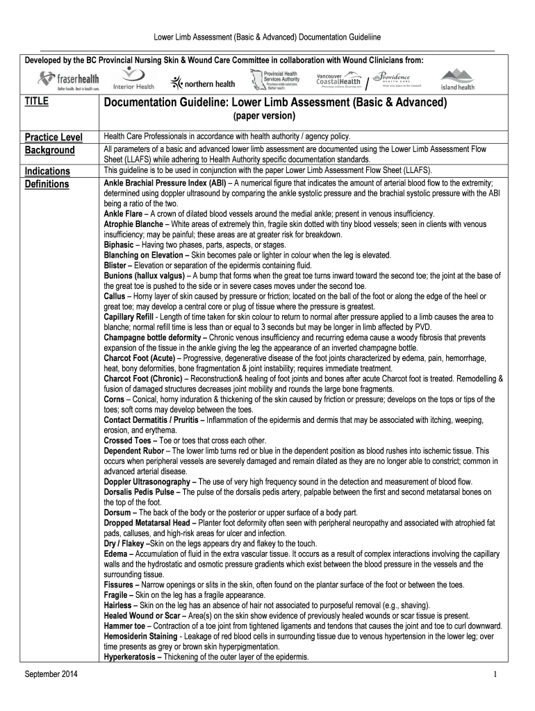 Fillable Online Lower Limb Assessment (Basic & Advanced) Documentation ...