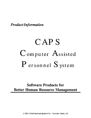 Fillable Online Product Information CAPS - Computer Assisted Personnel ...
