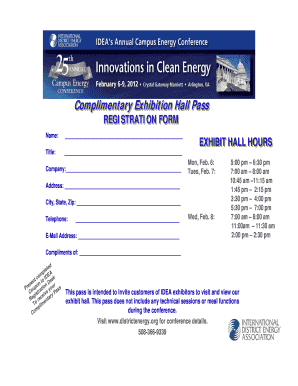 Fillable Online Complimentary Exhibition Hall Pass Complimentary ...