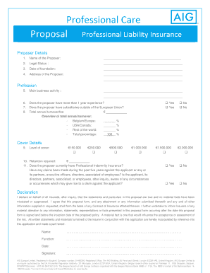 Fillable Online aig Proposal Professional Liability - AIG Belgium - aig ...