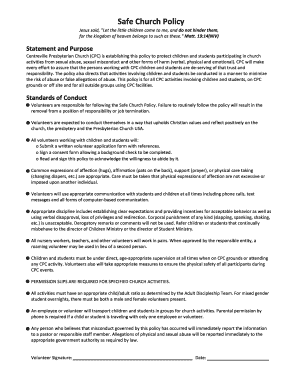 Fillable Online Safe Church Policy - Centreville Presbyterian Church ...