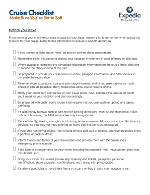Fillable Online Cruise Checklist Fax Email Print - pdfFiller