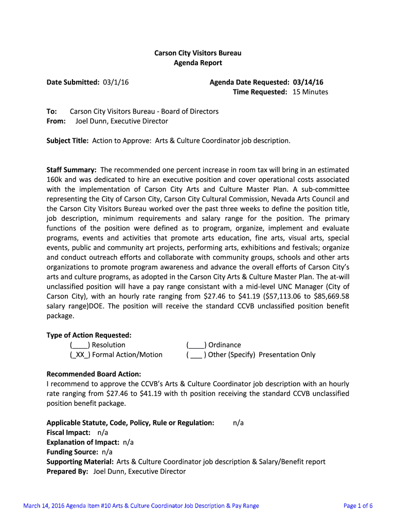 Fillable Online City of Carson City - Visit Carson City Fax Email Print - pdfFiller