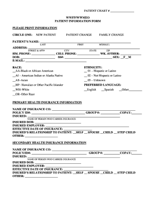 Fillable Online PATIENT CHART # Fax Email Print - pdfFiller
