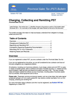 Fillable Online rev gov bc Charging, Collecting and Remitting PST Fax ...