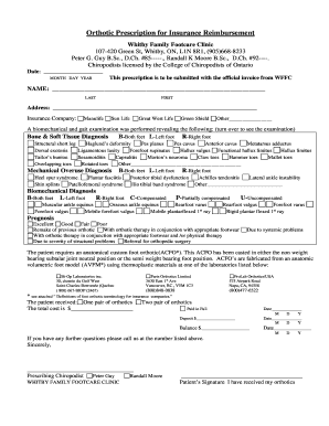 Fillable Online painfreefeet Sample Orthotic Prescription ...