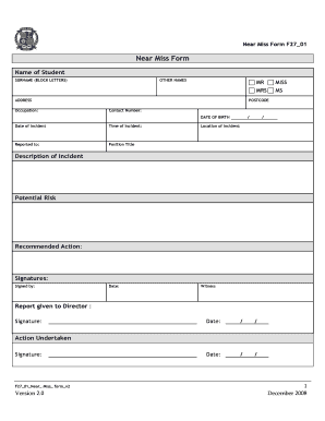 Fillable Online Near Miss Form - badgegroupcomau Fax Email Print ...