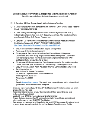 Fillable Online Sexual Assault Prevention & Response Victim Advocate ...