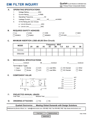 Fillable Online EMI Filter Inquiry Form Fax Email Print - pdfFiller