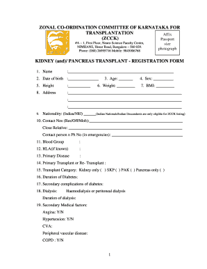 Fillable Online zcck KIDNEY (and)/ PANCREAS TRANSPLANT - REGISTRATION FORM - zcck Fax Email ...