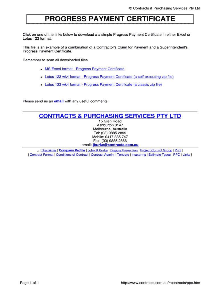 Fillable Online PROGRESS PAYMENT CERTIFICATE Fax Email Print - pdfFiller