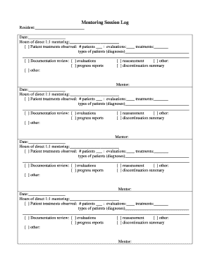 Fillable Online Mentoring Session Log - NHC Rehabilitation Fax Email ...