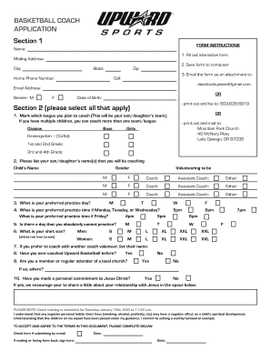 Fillable Online mountain-park-church BASKETBALL COACH APPLICATION ...