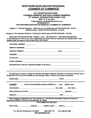 Fillable Online nbrchamber NORTHERN BURLINGTON REGIONAL CHAMBER OF ...