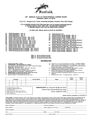 Fillable Online Premium list and entry form Fax Email Print - pdfFiller