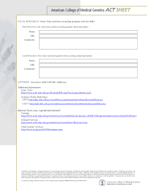 Fillable Online babysfirsttest Newborn Screening ACT Sheet Elevated C16 ...