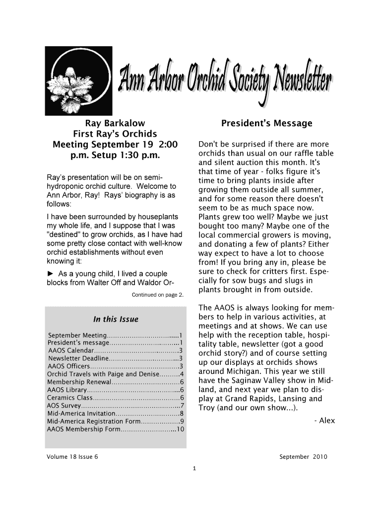 Fillable Online aaosonline Ray Barkalow Presidents Message First Rays ...