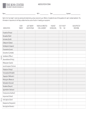 Fillable Online MEDICATION FORM - brosscenterbbcomb Fax Email Print ...