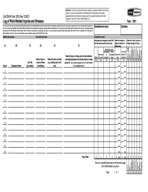 Fillable Online Log of Work-Related Injuries and Illnesses - CVMA Fax ...