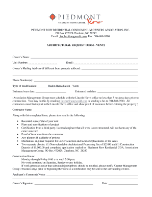 Fillable Online ARCHITECTURAL REQUEST FORM - VENTS Fax Email Print ...