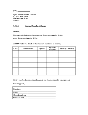 Fillable Online Internal Transfer of shares Fax Email Print - pdfFiller