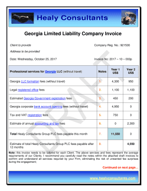 Fillable Online Georgia Limited Liability Company Invoice Fax Email ...