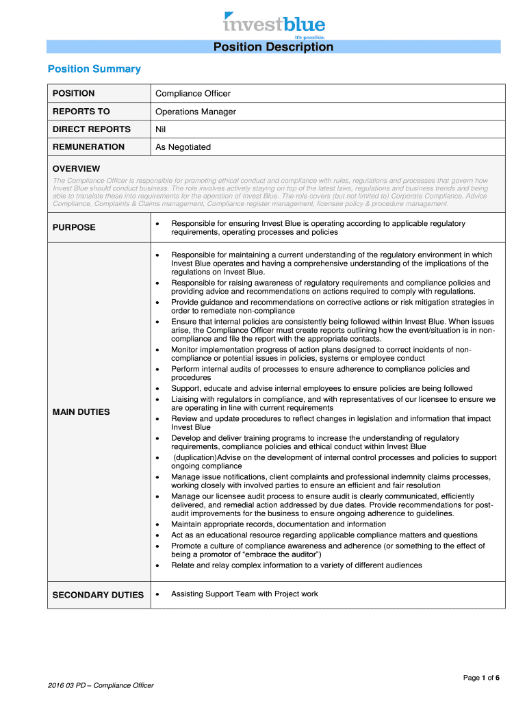 Fillable Online Appendix 2 Example Job Description Advanced Fax Email Print - pdfFiller