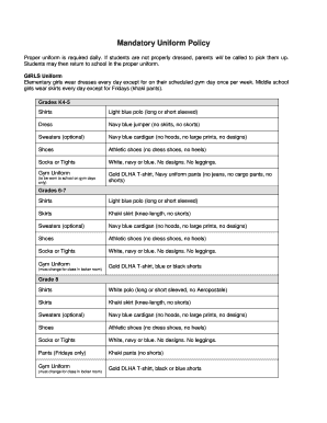 Fillable Online Proper uniform is required daily Fax Email Print ...